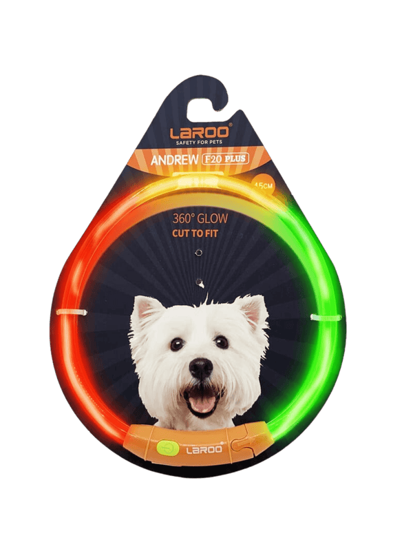 LaRoo的中型犬雙色發光頸圈（45cm），提高夜間可見度，確保安全，讓您的毛孩時尚又安全！RUFF & FETCH